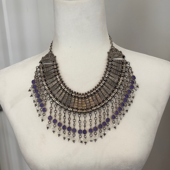 Jewelry | Vintage Silver And Purple Statement Necklace | Poshmark